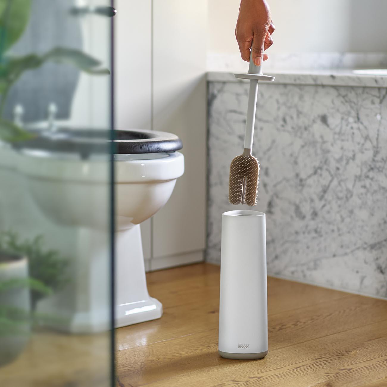 Balai de toilettes en silicone avec une tête de brosse en 3 parties